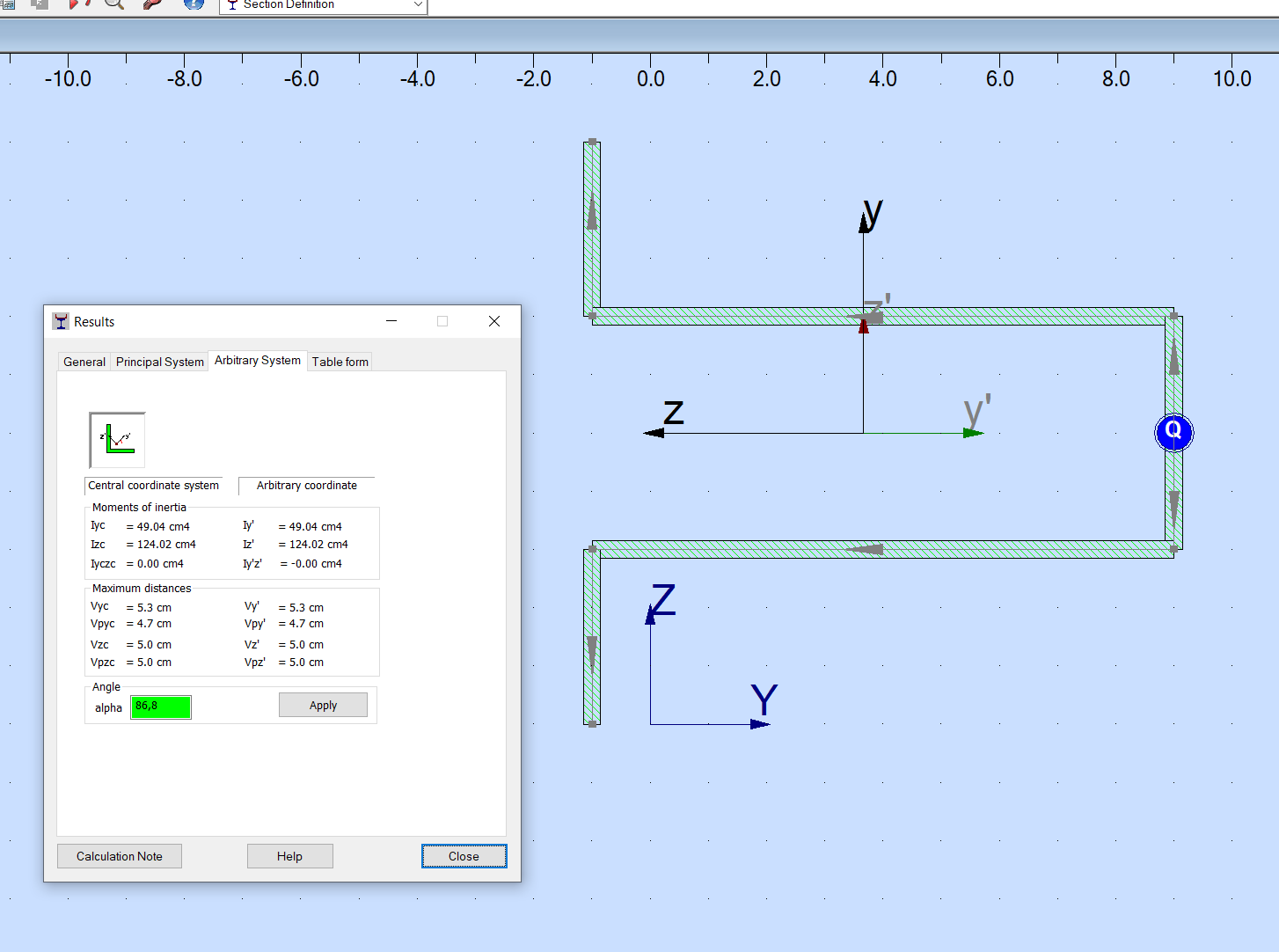 How to find required section parameters for user defined thin walled sections while existing ...