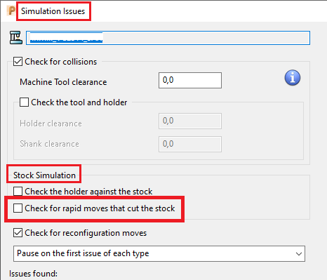 "A possible rapid move into the stock has been detected." warning from ViewMill simulation in ...