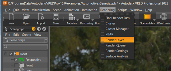 Unable to export/render image without background in VRED
