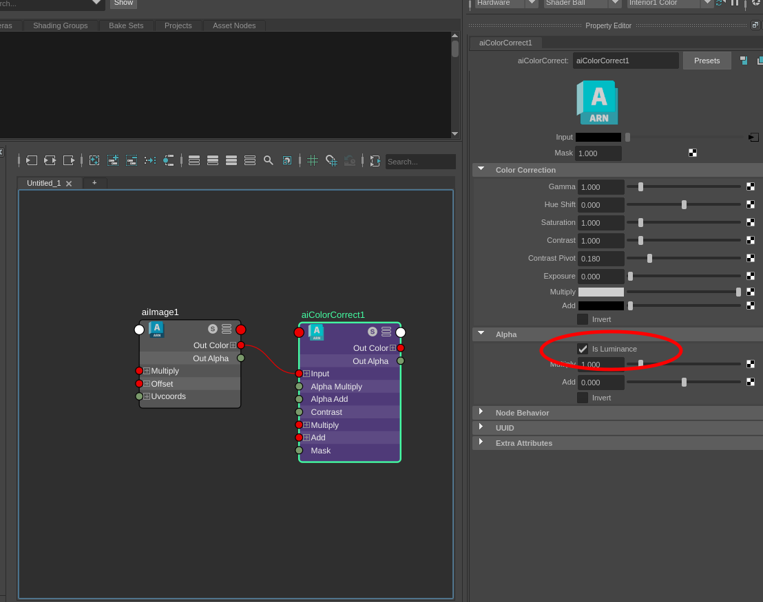 AI イメージで alpha is luminance を設定したい