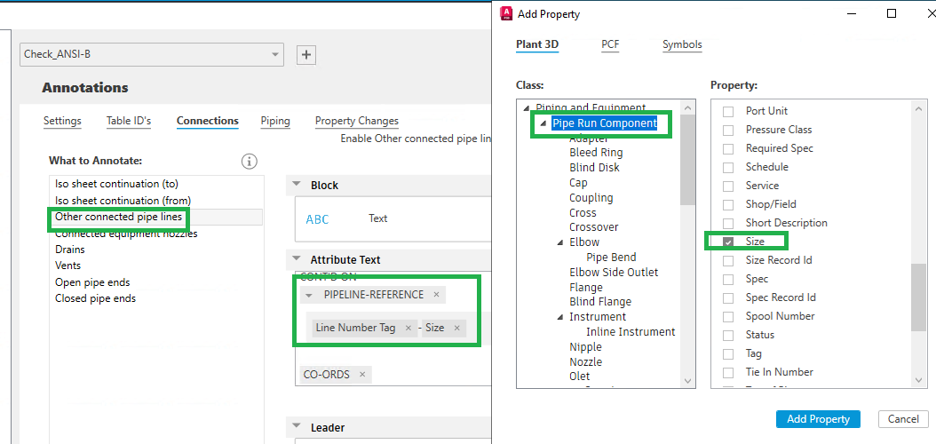 Continuation annotation shows the nominal size of the pipe in the same ...