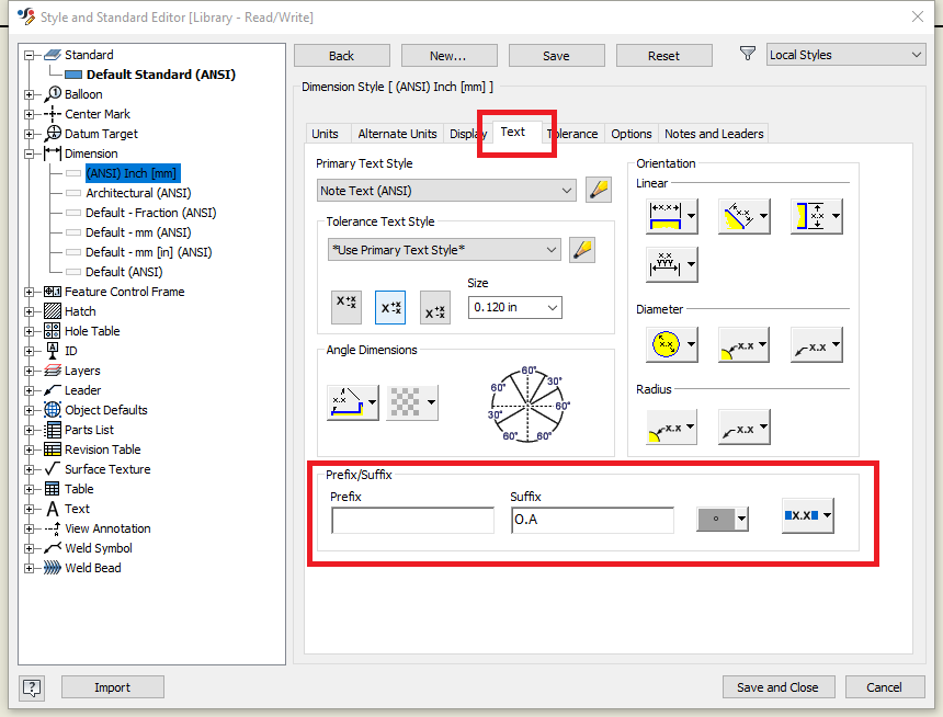 Can you add a suffix inline with the alternate units in Inventor