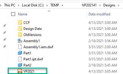 Eine temporäre Projektdatei wird erstellt, wenn eine Datei in Inventor Read-Only Mode aus Vault ...