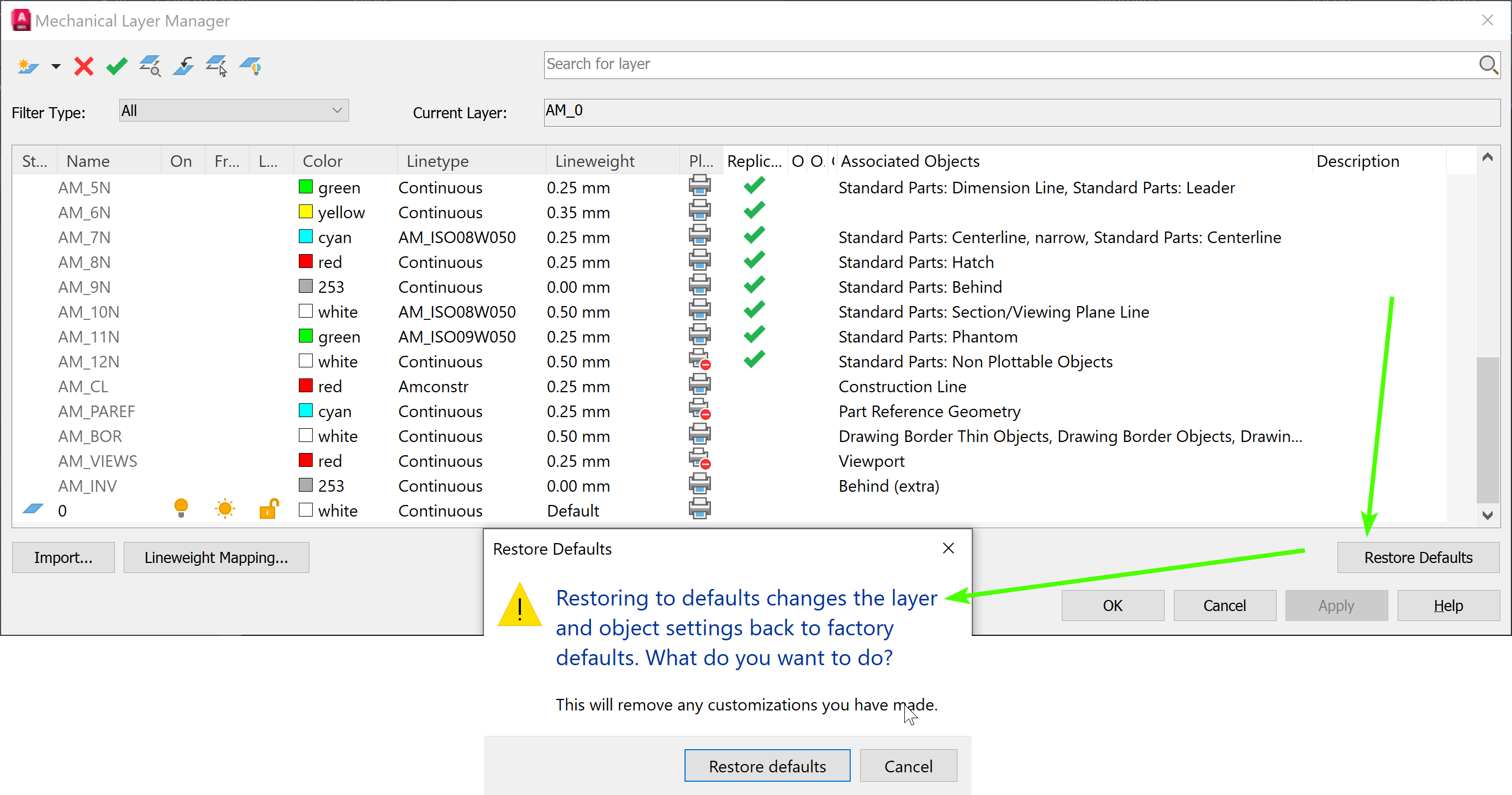 AMLAYER Shows Different Layer Properties Than Layer Properties Manager 