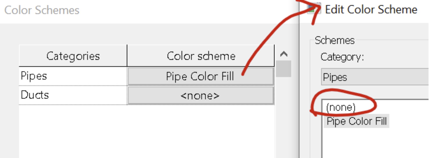 Pipes and fittings show different/incorrect hatching in Revit 2021