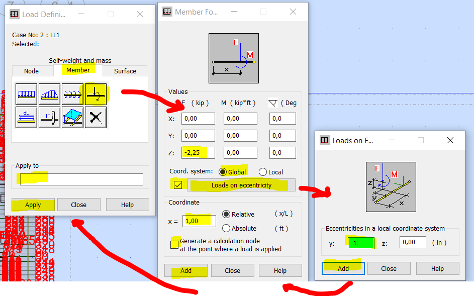 如何在Robot Structural Analysis中定义偏心集中力