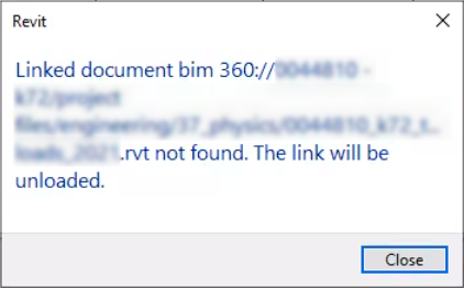 "Linked document [path]/[file name].rvt not found..." when opening cloud workshared model or ...