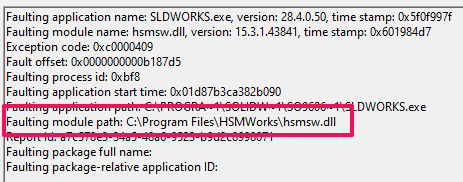 SolidWorks crashes when saving while using HSMWorks Add-In