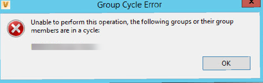 "Group Cycle Error: Unable to perform this operation, the following groups or their group ...