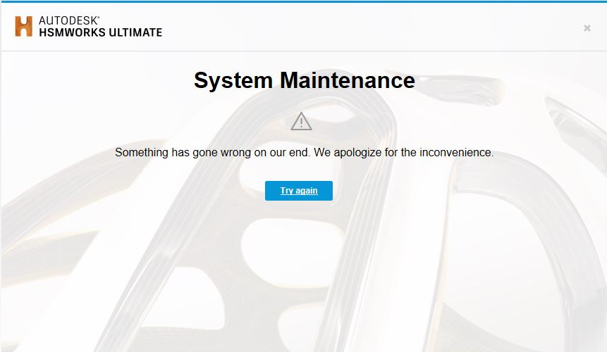 "System Maintenance: something has gone wrong..." message displayed ...