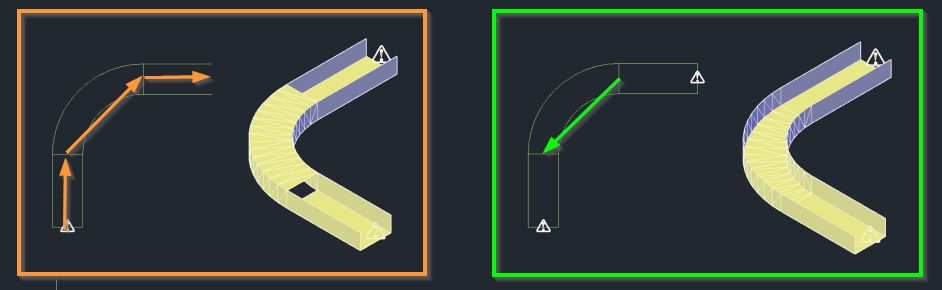 Cable tray elbow upside down when drawing a run in AutoCAD MEP