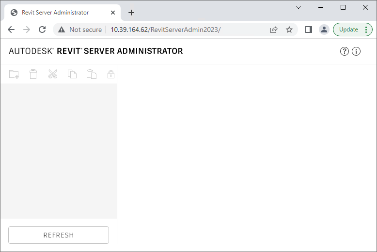 Revit Server 설치 후 Revit Server 관리자 패널에 컨텐츠가 표시되지 않음