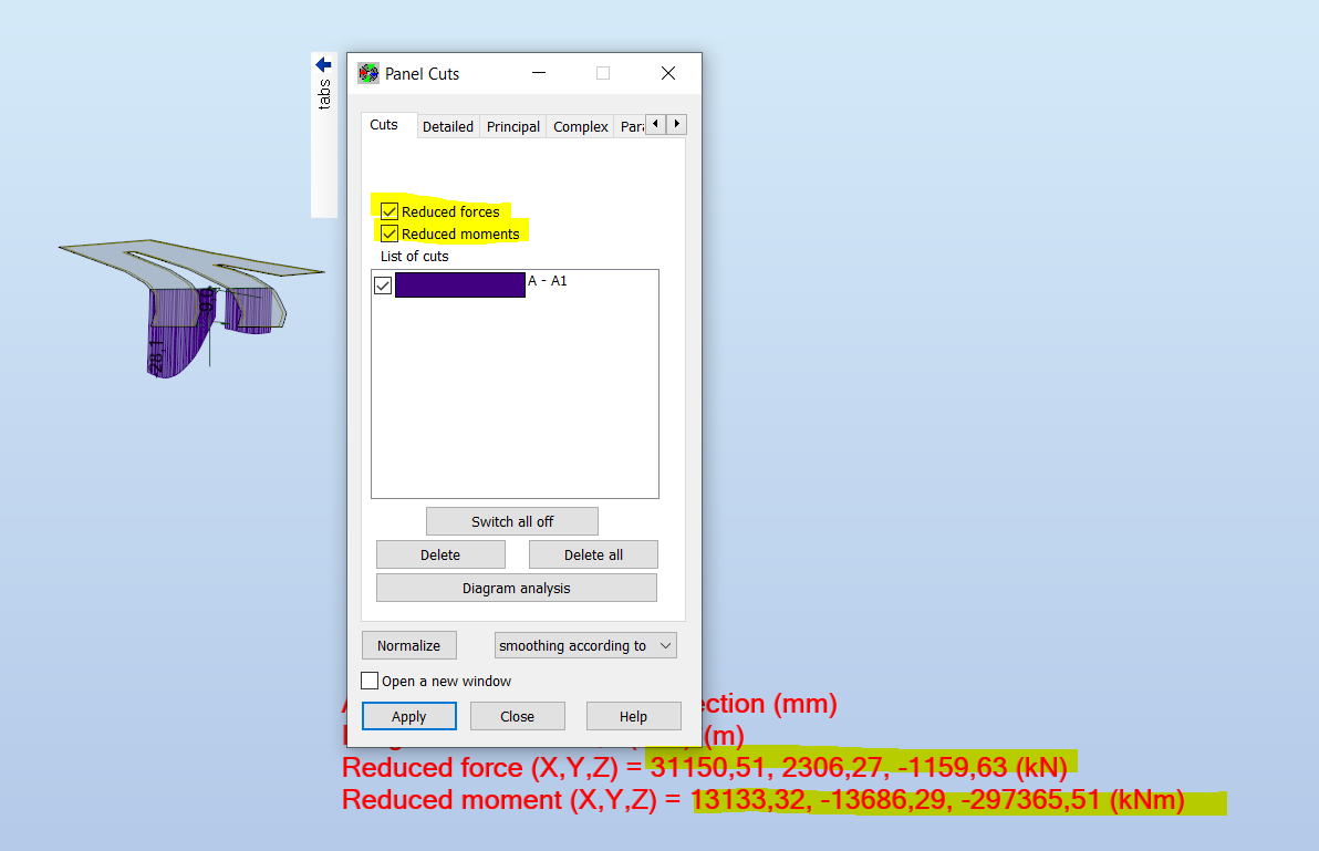 在Robot Structural Analysis中了解板切割的折减力和力矩