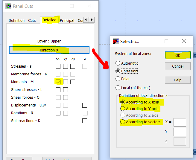 How extract design forces (eg moments) of a section cut for slab panel ...