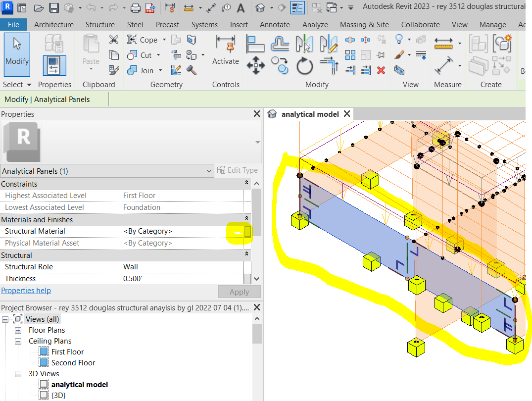 Panels exported from Revit model not visible in Object Inspector in Robot Structural Analysis