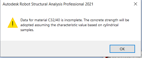 "Data for material is incomplete" message while RC member provided reinforcement design ...
