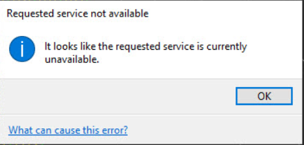 "Requested service not available" when using data shortcuts in ...
