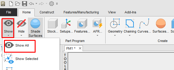 Geometrie wird in FeatureCAM nicht am Bildschirm angezeigt