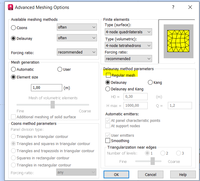 What is a difference between mesh generated with Regular mesh option ...