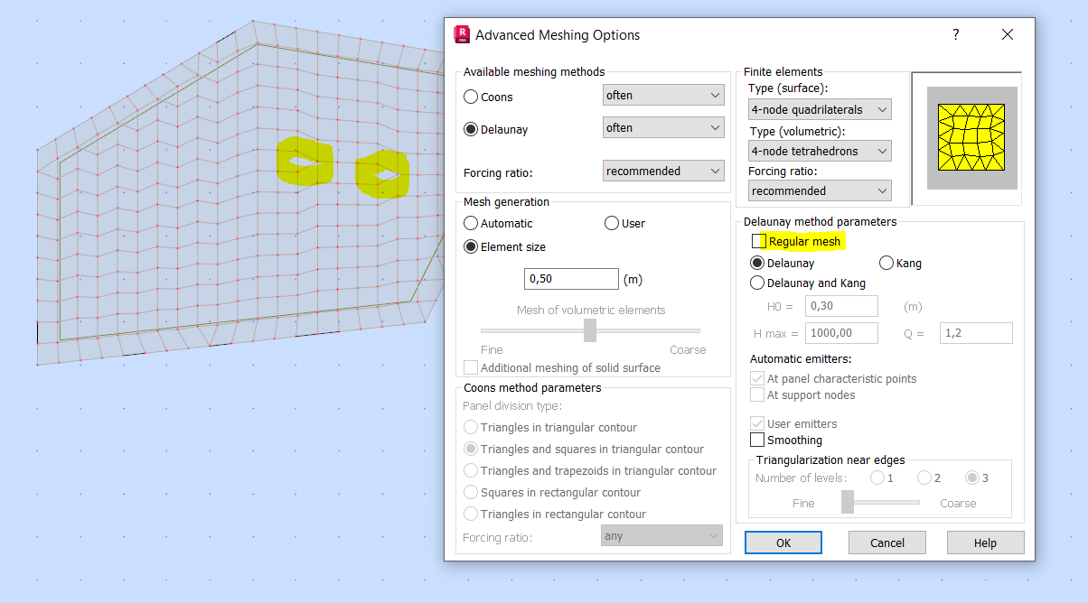 What is a difference between mesh generated with Regular mesh option ...