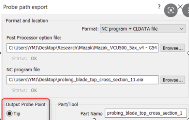 Getting "Probe Path Export: Post processor: user error: This option file requires probe centre ...