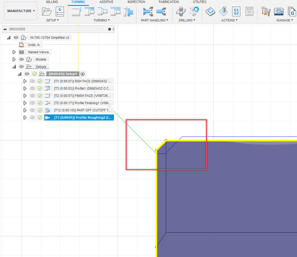 When tool compensation is set to 'tip tangent', the tool appears to ...