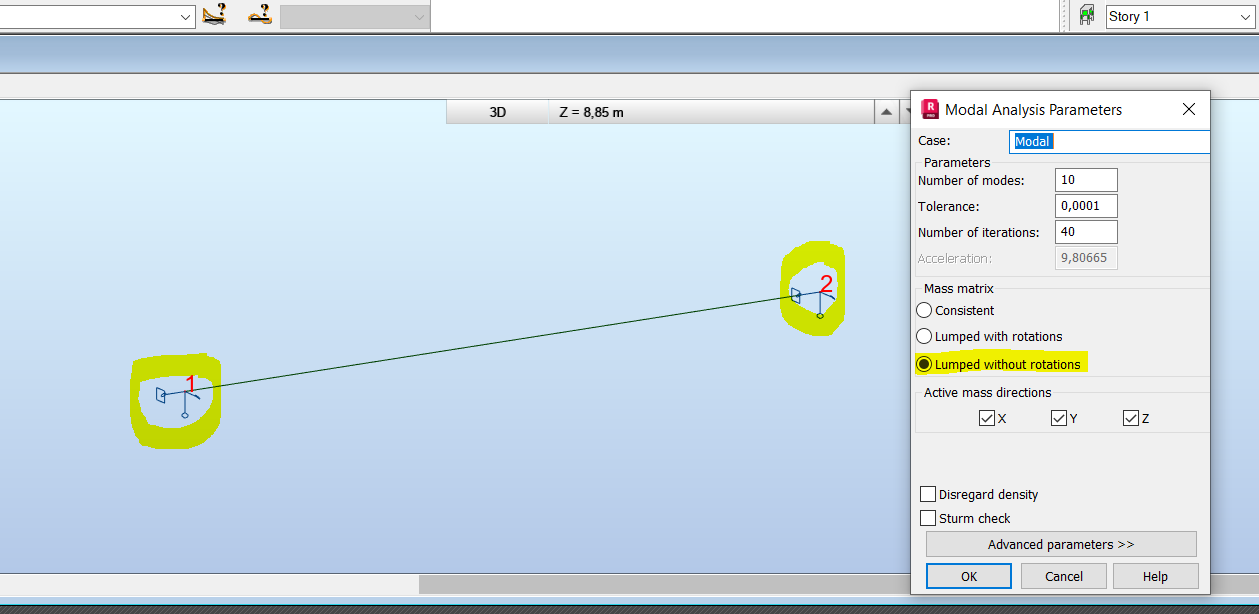 "Number of dynamic degrees of freedom equals 0" during modal analysis in Robot Structural Analysis