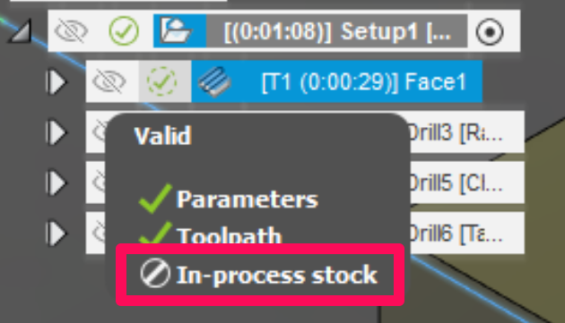 "In process stock is missing" when simulating toolpaths in Fusion