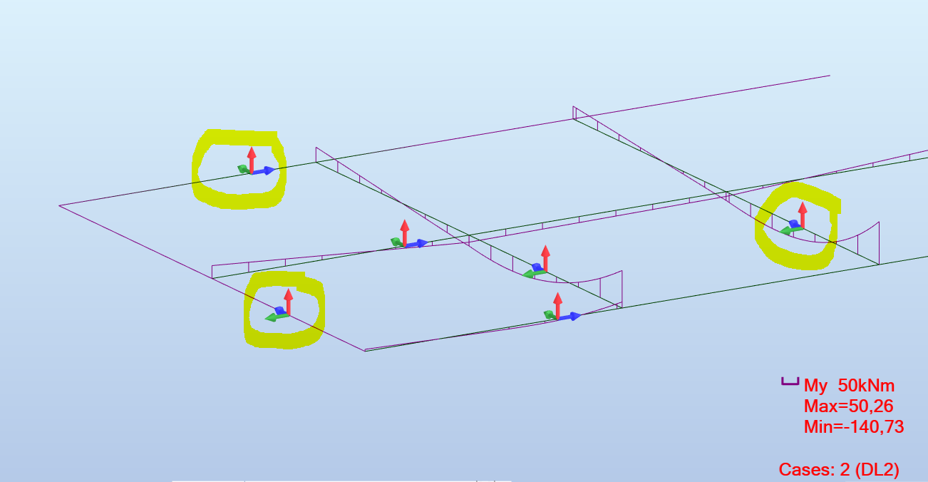 在 Robot Structural Analysis 中用于杆件内力演示的坐标系