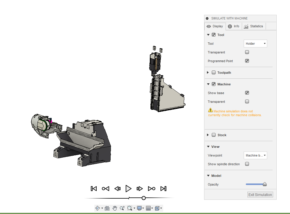 The base and axes move away during the machine simulation in Fusion