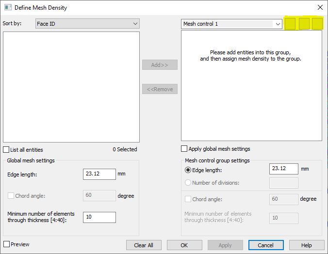 Define mesh density window icons are empty in Moldflow