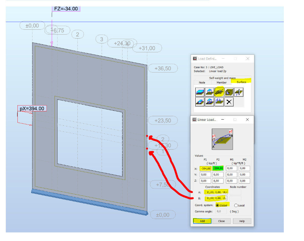 How to define in-plane loads on wall edges in Robot Structural Analysis