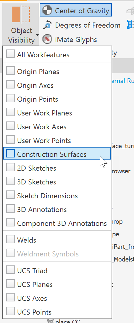 How to Turn off construction surfaces in an Inventor presentation (IPN)