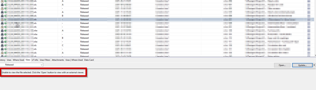 在Vault Client中预览XLS文件时显示“无法查看选定的文件……”