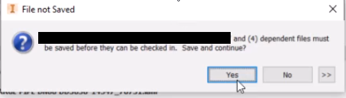 "(1) dependent files must be saved before they can be checked in" when ...