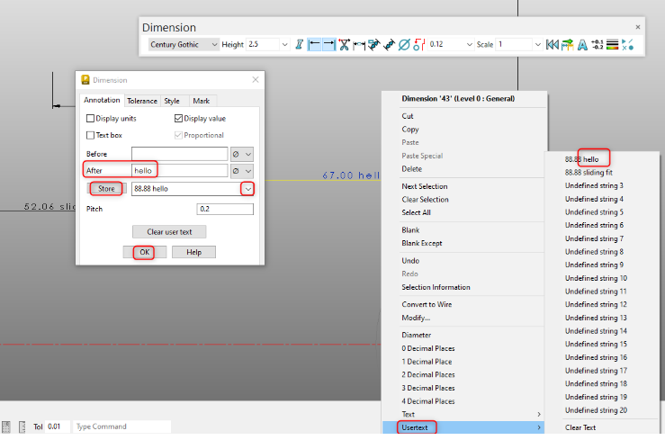 How to create user defined dimension text in PowerShape.