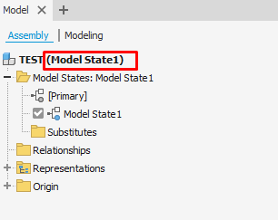 Difference in display of overwritten name with selected model state in Inventor