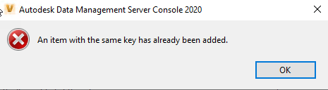 "An item with the same key has already been added" appears when trying ...