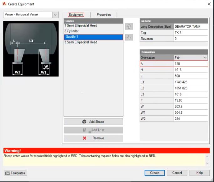 "Warning! Please enter values for required fields highlighted in RED...." while creating a ...