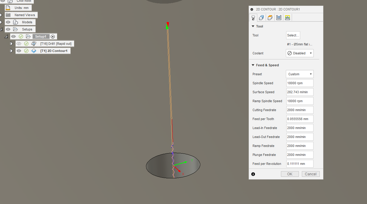 2D contour fails to machine hole if predrilled in Fusion