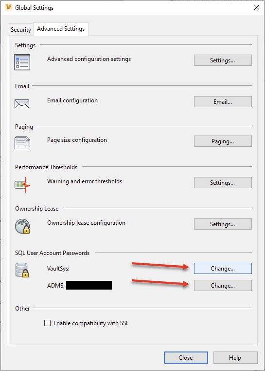 Change the password for VaultSys or ADMS-SERVERNAME username in Autodesk Vault