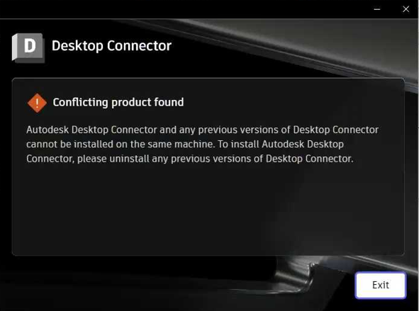 "Conflicting product found" when trying to install Desktop Connector