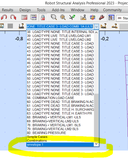 How to create envelope for set of manual combinations in Robot Structural Analysis