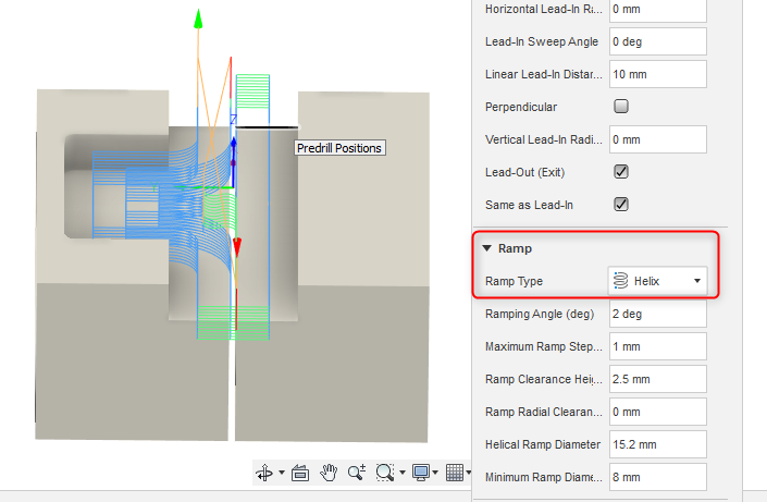 在 Fusion Manufacturing 的 2d 挖槽中未生成螺旋斜插。 