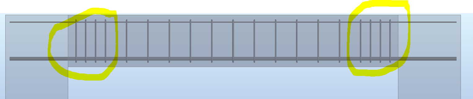 Different stirrup distribution when comparing required and provided concrete beam reinforcement ...