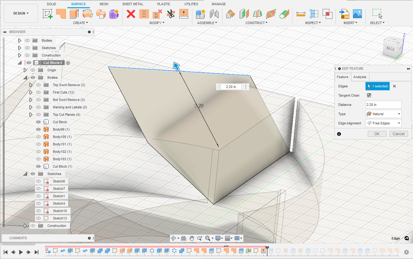 "No intersection between target(s) and split tool" using Split command in Autodesk Fusion