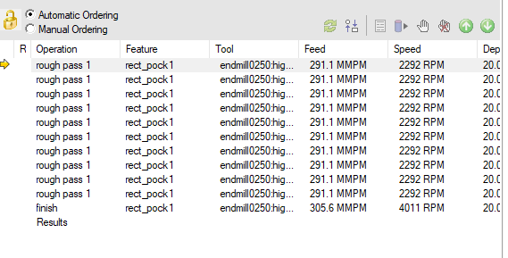 Lots of stepdowns in the operations list for side feature in Featurecam.