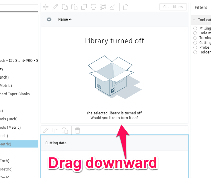 Tools are empty in the tool library for Fusion