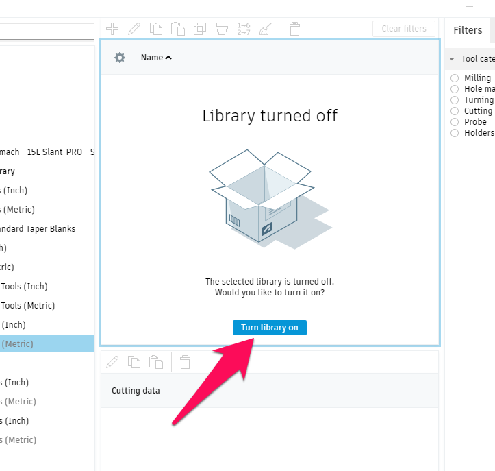 Tools are empty in the tool library for Fusion
