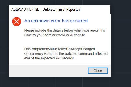 "PnPCompletion Status. Failed to accept changed concurrency violation ...